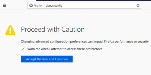 How to disable Now Fullscreen warning message in Firefox