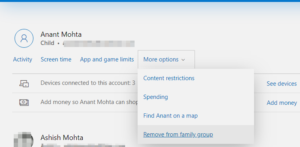 How to turn off Microsoft family features pop up in Windows 10