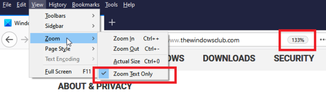 How to set default zoom for all or individual websites in Firefox