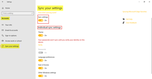 Windows 10 Account Settings: Change User preferences