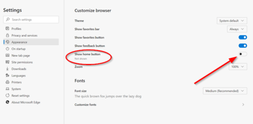 How to add a Home button to Microsoft Edge browser in Windows