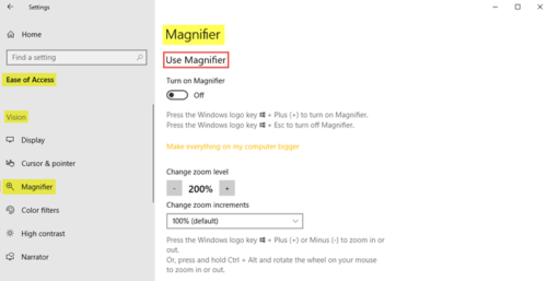 How to use Ease Of Access settings in Windows 10