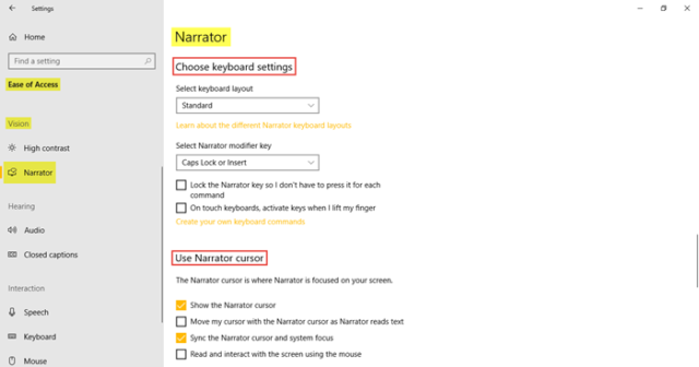 How to use Ease Of Access settings in Windows 10