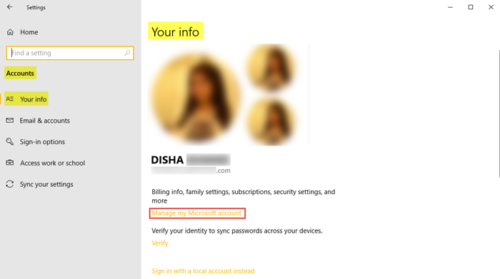 Windows 10 Account Settings: Change User preferences