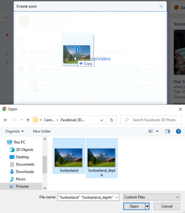 How to create and post a 3D Photo on Facebook using PC