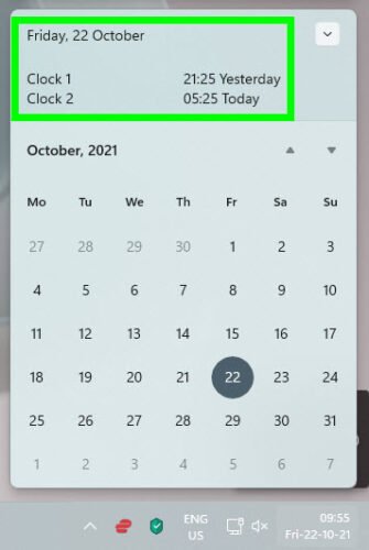 How to show Multiple Clocks on Taskbar in Windows 11