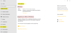 Windows Update and Security settings in Windows 10