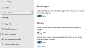 Automatically restart apps when you sign in again into Windows 11