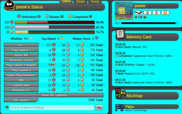 Free tools to manage and deal with your Video Game backlog