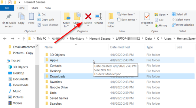 How to delete File History backups manually in Windows 11/10