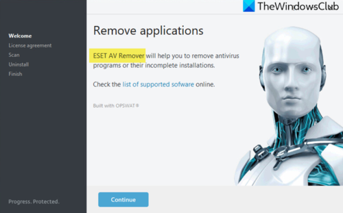 ESET AV Remover tool will uninstall ANY security software