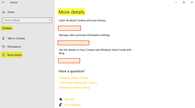 How to set up and manage Cortana Settings in Windows 10