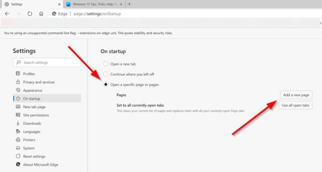 How to set or change Microsoft Edge homepage on Windows 10