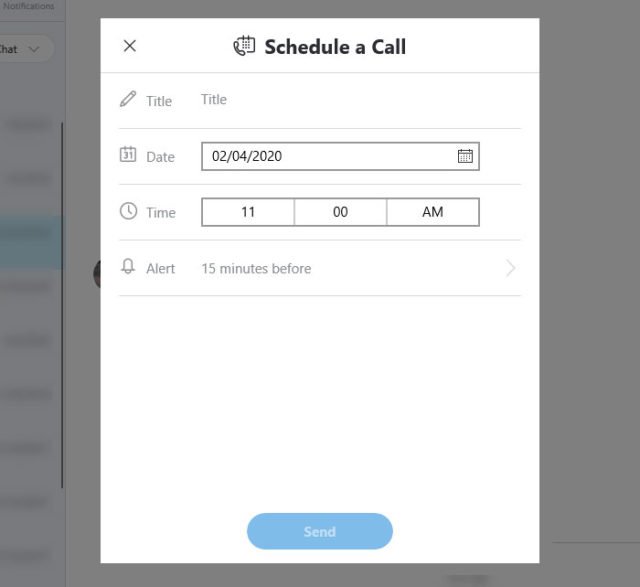 How to schedule a call in Skype app and web version