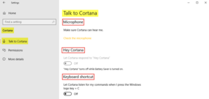 How to set up and manage Cortana Settings in Windows 10