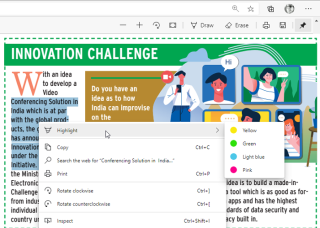 How to use PDF Tool & Inking Feature in Microsoft Edge