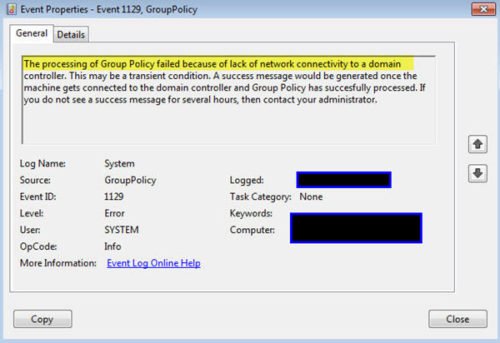 Processing Of Group Policy Failed Because Of Lack Of Network Connectivity