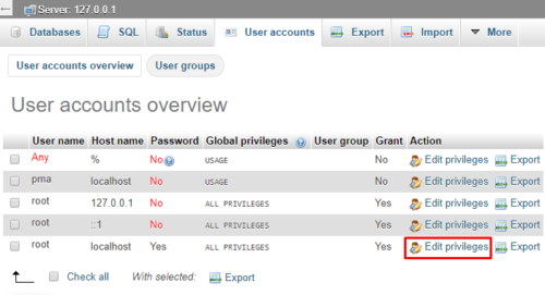 How to change phpMyAdmin password on XAMPP