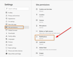 Enable Quiet Notification Requests in Microsoft Edge browser