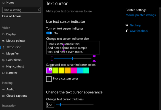 Windows gets Text cursor, Magnifier & Screen reader improvements