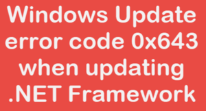 Fix Error Code 0x643 when updating .NET Framework