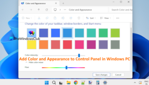 Add Color and Appearance to Control Panel in Windows 11/10