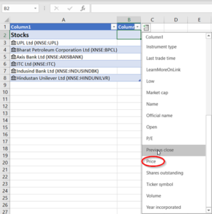 Get real-time Stock Prices in Excel using Stock Quote