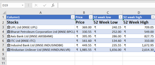 Get real-time Stock Prices in Excel using Stock Quote