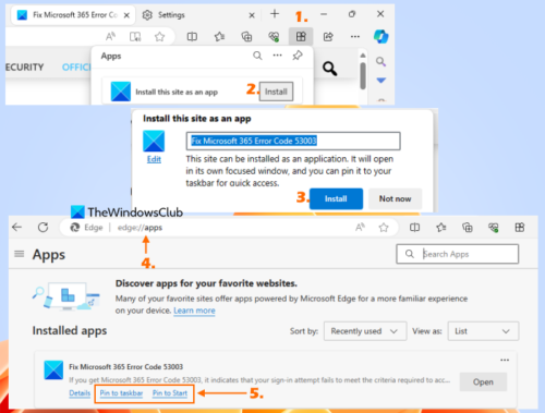 Pin website to Taskbar or Start Menu using Edge in Windows 11/10