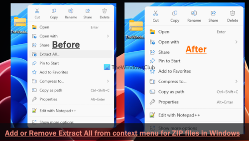 How to Add or Remove Extract All from context menu for ZIP files