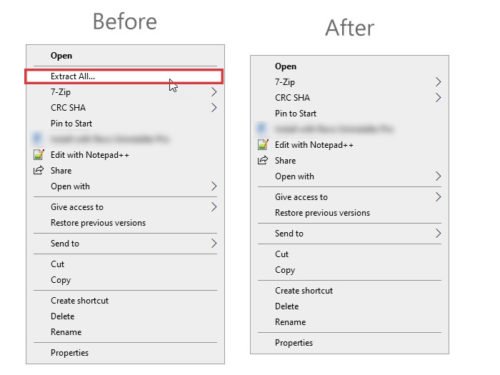 How To Add Or Remove Extract All From Context Menu For Zip Files