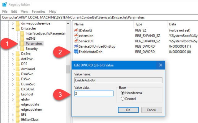 How to enable DNS over HTTPS in Windows 11 via Registry