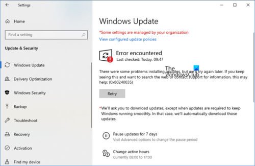 Fix 0x80240035 Windows Update Error