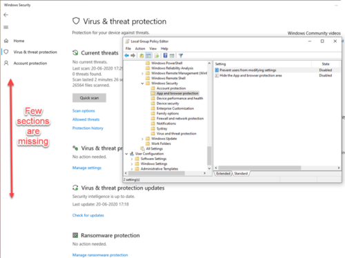 Your IT administrator has disabled Windows Security