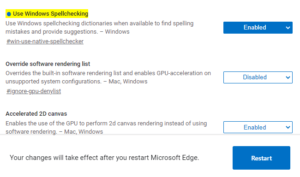 How to enable Spell Check in Microsoft Edge