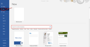 How to search for Online Templates in Word