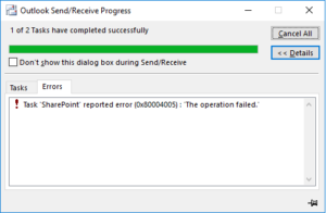 Fix Oulook Error 0x80004005, The operation failed