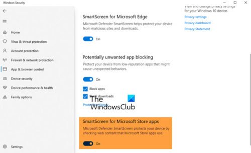 Enable or Disable SmartScreen for Microsoft Store apps