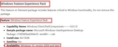 What is the Windows Feature Experience Pack in Windows 11/10?