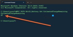 How to check Battery level using Command line in Windows 11