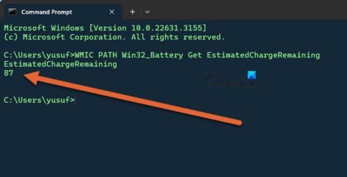 How to check Battery level using Command line in Windows 11