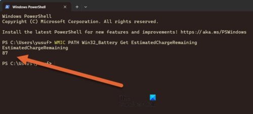 How to check Battery level using Command line in Windows 11
