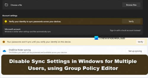 How to disable, Enable, Change Sync Settings in Windows 11/10