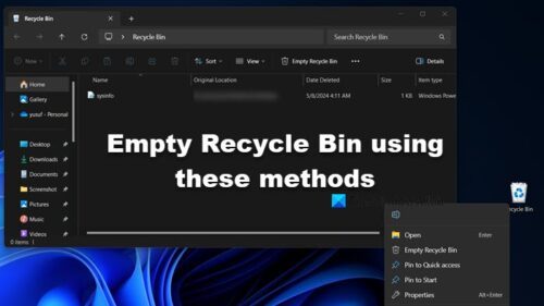 How to empty Recycle Bin in Windows 11/10 in 6 different ways