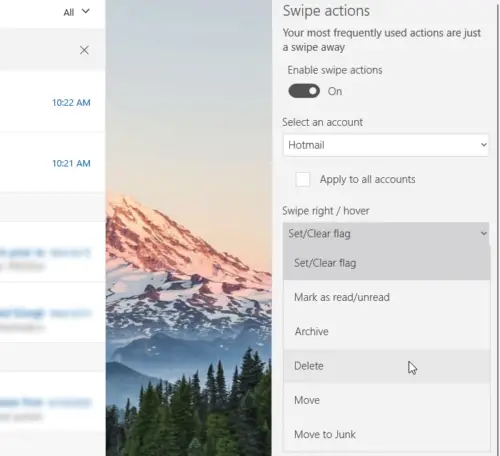 Enable, disable, manage, use Swipe actions in Mail app of Windows 10 Enable, disable, manage, use Swipe actions in Mail app of Windows 10