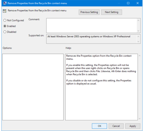 How to remove Properties from Recycle Bin Context Menu in Windows 10 2025