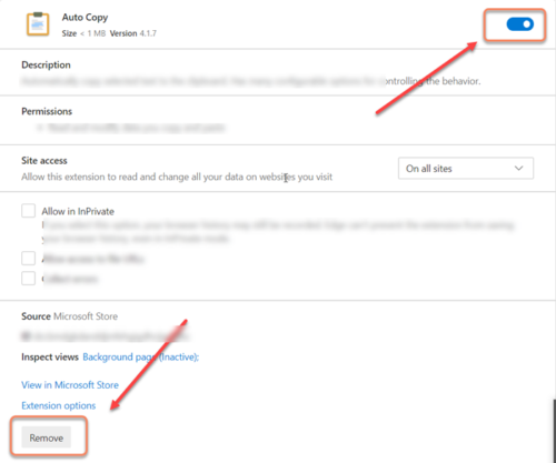 How to install, add, remove, disable Extensions in Edge browser