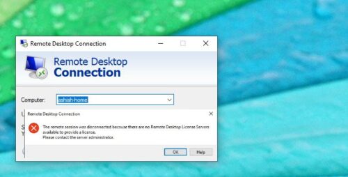 No Remote Desktop License Servers; Remote session disconnected