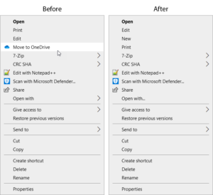 Remove or add Google Drive or OneDrive to Context Menu