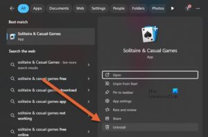 How to uninstall Microsoft Solitaire Collection in Windows 11